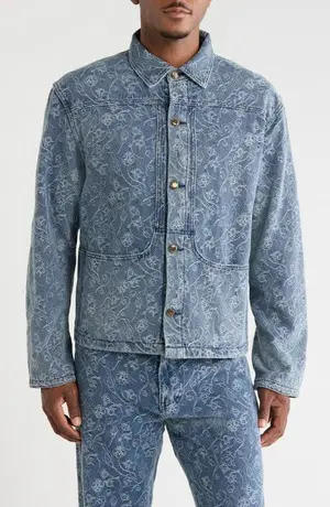 HONOR THE GIFT Floral Embroidery Denim Jacket