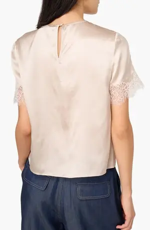 Cami Nyc Marguerite Lace Detail Silk Top
