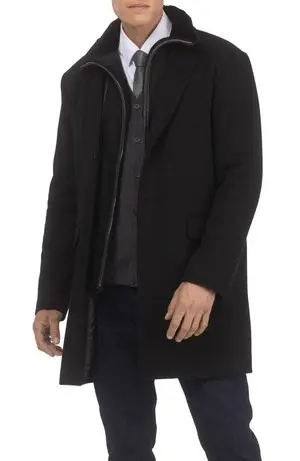 Gorski Wool Short Coat With Genuine Shearling Trim - Black/black Pattern