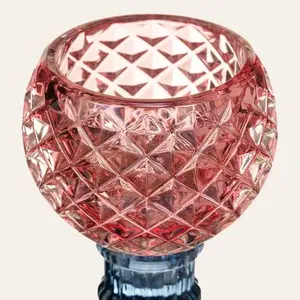 ZSA ZSA ZSU Glass Round Candle Holder And Decorative Object 3 Pcs Set