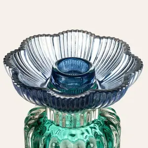 ZSA ZSA ZSU Glass Floral Type Candle Holder And Decorative Object 3 Pcs Set