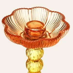 ZSA ZSA ZSU Glass Floral Type Candle Holder And Decorative Object 3 Pcs Set