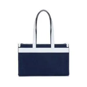 K'AI & VROSI Leather & Canvas Tote Bag - Navy
