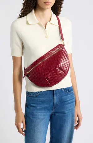 Clare V. Moyen Woven Leather Messenger Bag - Garnet