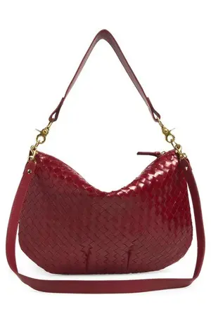 Clare V. Moyen Woven Leather Messenger Bag - Garnet