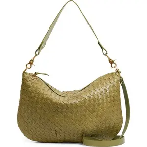 Clare V. Moyen Woven Leather Messenger Bag - Olive
