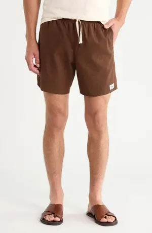RHYTHM Classic Linen Jam Shorts - Chocolate