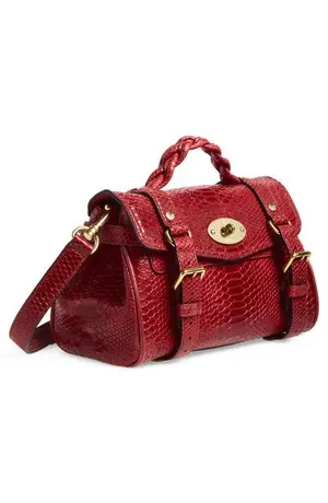 Mulberry Mini Alexa Snake Embossed Leather Satchel