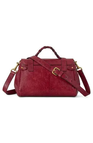 Mulberry Mini Alexa Snake Embossed Leather Satchel - Apple Red