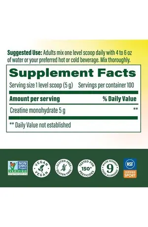 MEGAFOOD Creatine Monohydrate Powder, Micronized & Unflavored Post & Pre Workout Powder, Nsf Certified For Sport