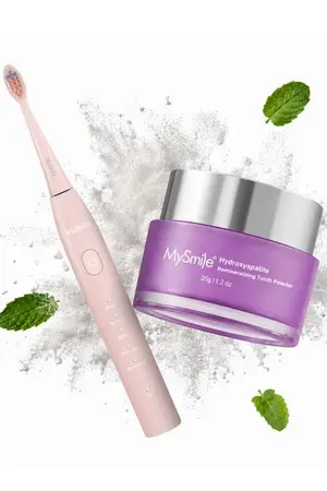 MYSMILE Dy156 Essential Sonic Toothbrush And Nano-hydroxyapatite Tooth Powder Set - Pink