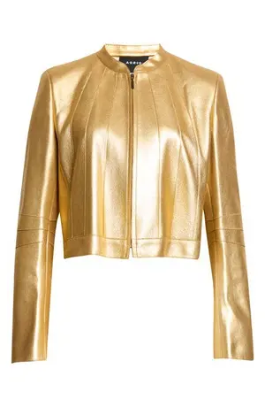Akris Krause Metallic Leather Zip-up Jacket