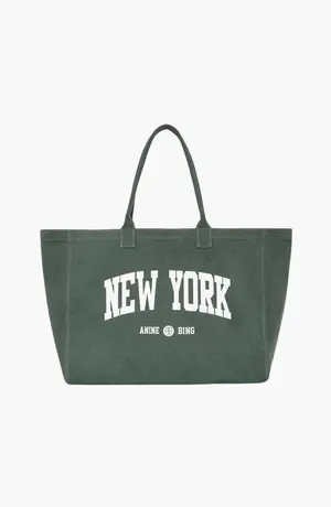 ANINE BING Leo Canvas New York Tote - Cilantro