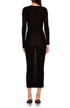 Susana Monaco Merino Wool Henley Long Sleeved Dress - Black