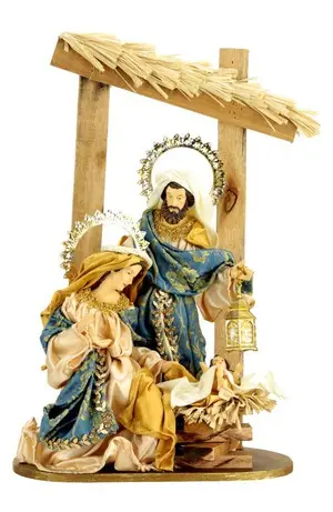 MARK ROBERTS Holy Family On Stable - Medium Blue