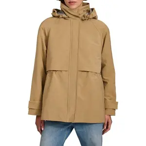 Bernardo Stand Collar Mid-length Raincoat - Khaki