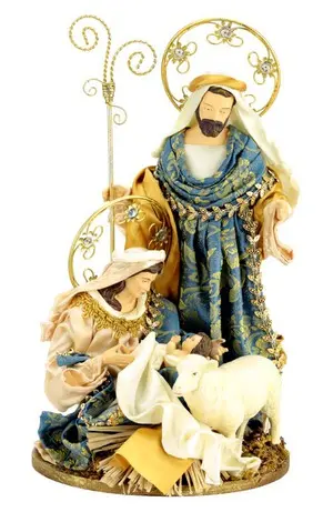 MARK ROBERTS Radiant Holy Family Scene - Medium Blue
