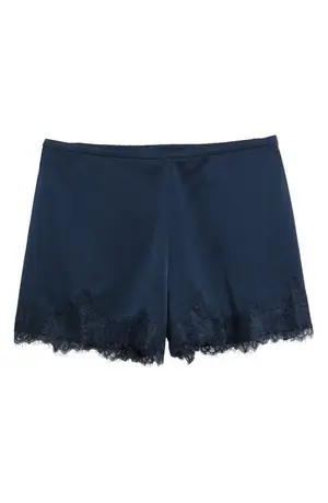 WAYF Elaine Lace Trim Matte Satin Shorts