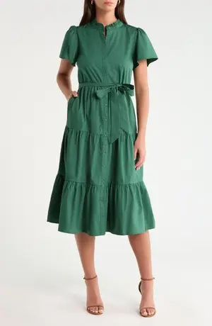 SUGARLIPS Bellucci Cotton Poplin Tiered Dress