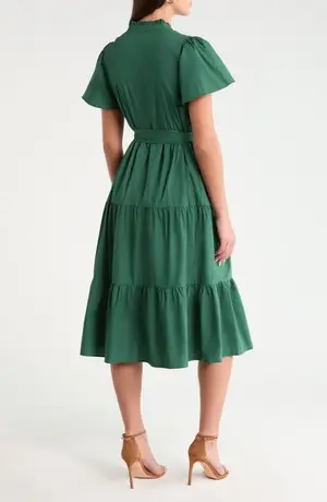 SUGARLIPS Bellucci Cotton Poplin Tiered Dress