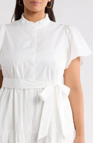 SUGARLIPS Bellucci Cotton Poplin Tiered Dress - White