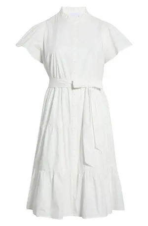 SUGARLIPS Bellucci Cotton Poplin Tiered Dress - White