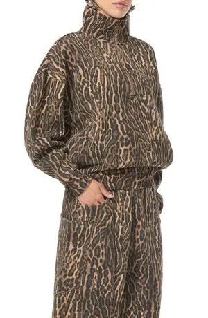 AFRM Cillian Quarter Zip Sweatshirt - Olive Leopard