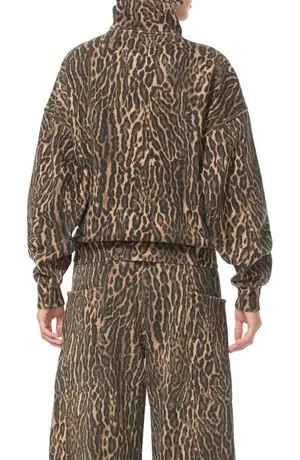 AFRM Cillian Quarter Zip Sweatshirt - Olive Leopard