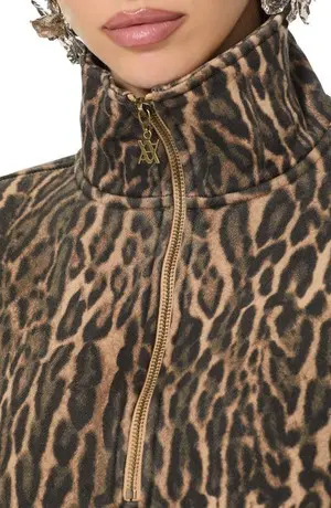 AFRM Cillian Quarter Zip Sweatshirt - Olive Leopard