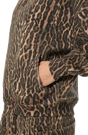 AFRM Cillian Quarter Zip Sweatshirt - Olive Leopard