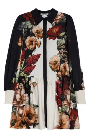 Alice + Olivia Bertha Blouson Sleeve Shirtdress