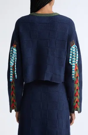 YANYAN Multicolored Bow Lambswool & Cotton Cardigan
