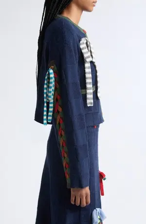 YANYAN Multicolored Bow Lambswool & Cotton Cardigan
