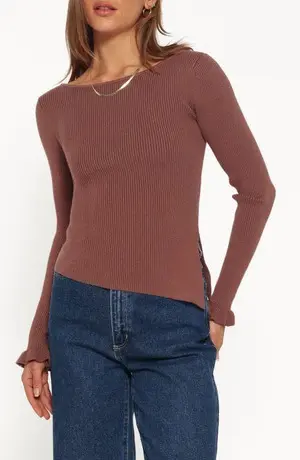 PETAL & PUP Fiana Ruffle Cuff Rib Sweater