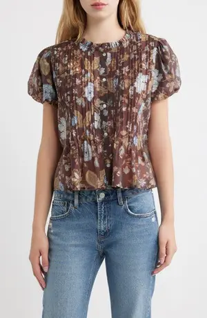 Rails Pepper Pintuck Puff Sleeve Top