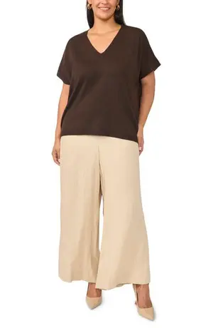Vince Camuto V-neck Fine Knit Sweater - Espresso Bean