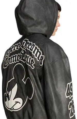 Adidas Disney Faux Leather Hooded Jacket