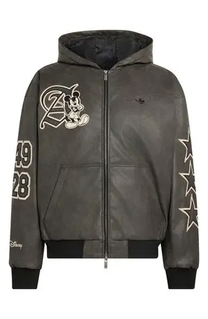 Adidas Disney Faux Leather Hooded Jacket