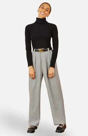 YUMI Check Wide Leg Trousers