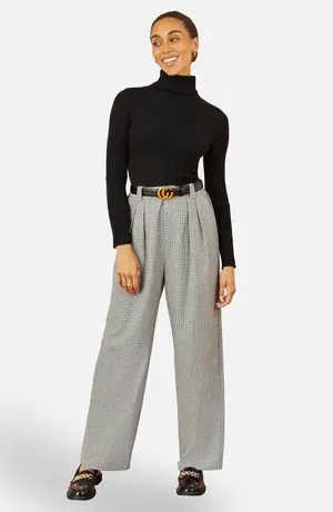 YUMI Check Wide Leg Trousers