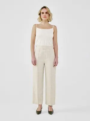 A.SHIMUS Fancy Tweed High-waist Tailored Wide-leg Pants