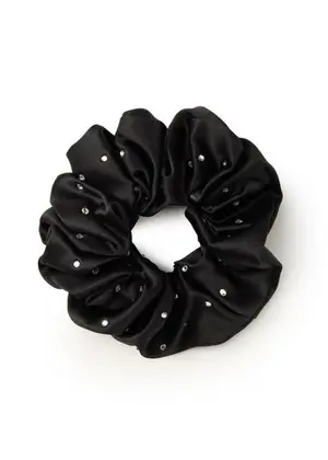 OLAH Crystal Twinkle Silk Scrunchie Black
