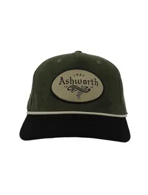 ASHWORTH GOLF Micro Cord Vintage Patch Baseball Cap - Olive/black