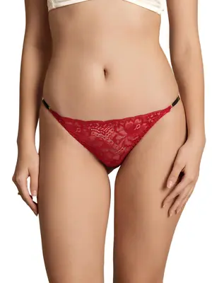 SILKSILKY Pure Silk 3-pack Lace Thong Panties Wine