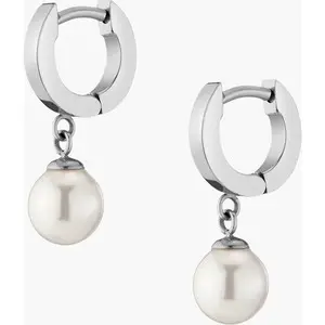 AURATE Unbreakable Pearl Huggie Earrings - White
