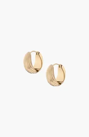 AURATE Shell Hinged Hoop Earrings - Yellow