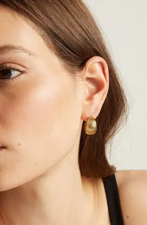 AURATE Shell Hinged Hoop Earrings