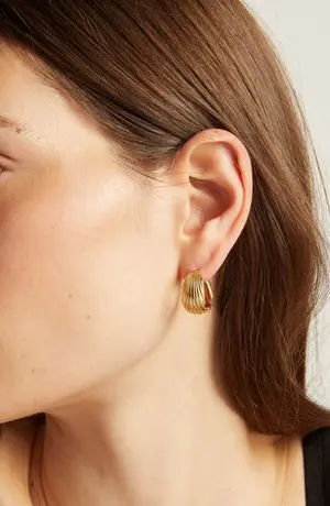 AURATE Shell Hinged Hoop Earrings