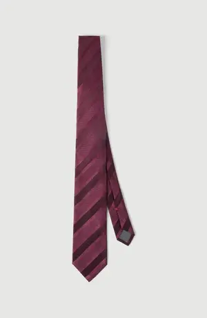 Brunello Cucinelli Texured Tone-on-tone Stripe Silk Tie - Cherry