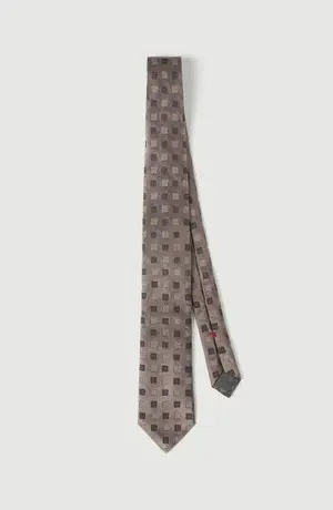 Brunello Cucinelli Silk Tie With Squares Pattern